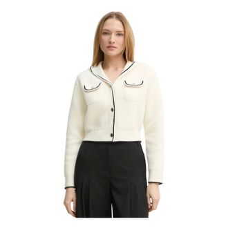Theory Cardigan &agrave; passepoil - Femme - Pulls - Beige - Taille: 42 FR