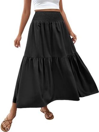 Generic Jupe Mousseline De Soie Noire Bohème Portefeuille Asymétrique Transparente Bouffante Fushia Bordeaux Jersey Ample Soleil Côtelé Patchwork Cerises Brod