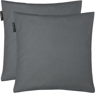Linum Annabell Elegant Kissenh&uuml;lle 40x40 cm 2er-Pack, 100% Baumwolle, Maschinenwaschbar, Granitgrau