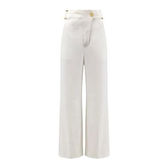 Elisabetta Franchi Femme, Pantalons, Beige, Taille: 38 FR Daily Linen And Viscose Pantalons