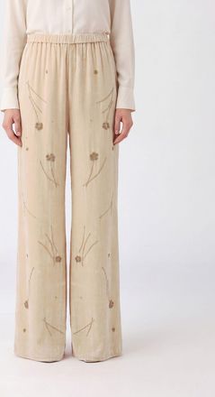 Forte_Forte Palazzo-Hose aus Seidenmischung mit Stickerei