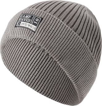 Camp David Herren Strickm&uuml;tze Stone Washed mit Label Patch Dark Stone, None