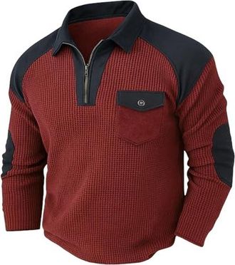 Generic Polo classique confortable pour homme, coupe classique, haut basique &agrave; boutons, l&eacute;ger et respirant, Rouge, XXL