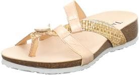 Think Damen JULIA chromfrei gegerbte nachhaltige Pantolette, SAND/KOMBI 9200