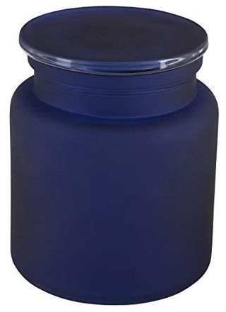 Spirella Universaldose Yoko Kosmetikdose, Wattedose, Aufbewahrung Bad, Glas, 10,2 x 12 cm, Blau