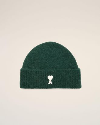 Ami Ami Paris - Bonnet vert en alpaga Ami de Coeur Vert Bouteille & ecru - TU - Unisex