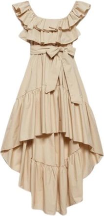 Aniye By Femme, Robes, Beige, Taille: 38 FR Robe &agrave; Volants avec Ceinture &agrave; Nouer