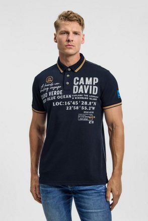 Camp David Poloshirt mit Label-Applikationen