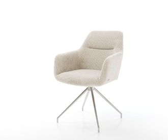 DELIFE Esszimmerstuhl Pejo-Flex Cord Beige Kreuzgestell konisch Edelstahl Taschenfederkern, Esszimmerst&uuml;hle