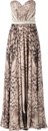 Aadnevik sweetheart neckline printed strapless dress - Nude