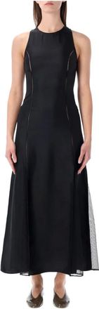 Loulou Studio Femme, Robes, Noir, Taille: 38 FR Iraka Silk Twill Midi Dress