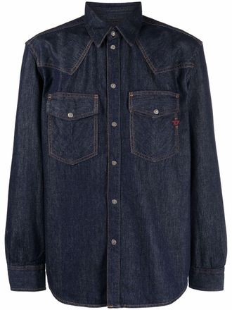 Diesel chemise en jean &agrave; manches longues - Bleu