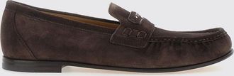 Fendi Mocassins Penny en cuir su&eacute;d&eacute; avec logo lettrage m&eacute;tallique