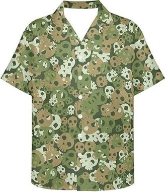 Keephen TangoDS Squelette Camouflage Chasse Impression 3D Chemise Hawaiienne pour Femmes Hommes Col &agrave; Revers Manches Courtes Chemises &agrave; Boutons F&ecirc;te Chemises 