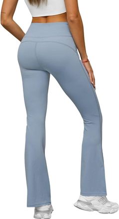 OZONEE Damen Schlag Leggings Schlaghose Flared Leggins Bootcut Yoga Yogahose Lang Sportleggings Baumwolle Blickdicht High Waist H&uuml;fthoch Hohe Taille JS/17K58