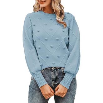 Generic Pull pour femme UK - Haut à manches longues - Pull léger à col rond - Robe pull pour femme - Essentiels de voyage - Super doux - Automne - Hiver - Cha