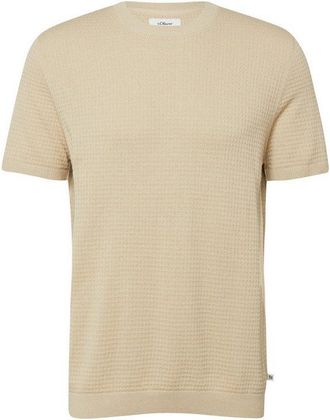 s.Oliver Kurzarmpullover Strickpullover Gestricktes T-Shirt aus Baumwoll-Leinen-Mix