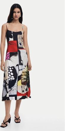 Desigual Kleid für den Alltag Newspaper Coll 25SWVK40 Bunt Regular Fit