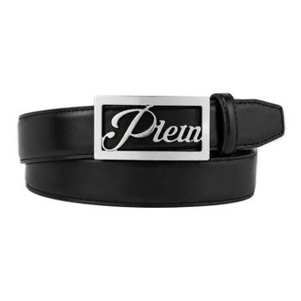 Philipp Plein Homme, Accessoires, Noir, Taille: 100 CM Ceinture en cuir Saffiano