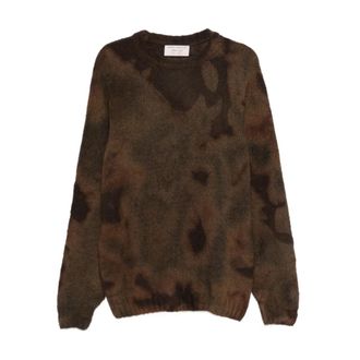 Original Vintage Girocollo Hand-Dyed Tie-Dye Rundhals-Pullover - - Knitwear - Herren - Braun - M