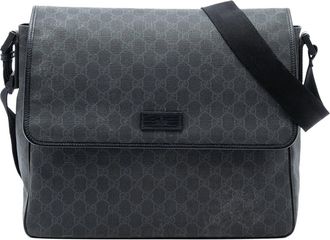 Gucci Hobo Bags - GG Supreme Flap Messenger Bag - Gr. unisize - in Grau - f&uuml;r Damen
