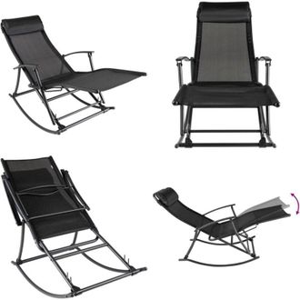 vidaXL Vidaxl - Chaise &agrave; bascule de jardin Acier et textil&egrave;ne Noir - Chaises De Jardin - Chaises &agrave; Bascule - Mobilier De Jardin - Fauteuil De Jardin