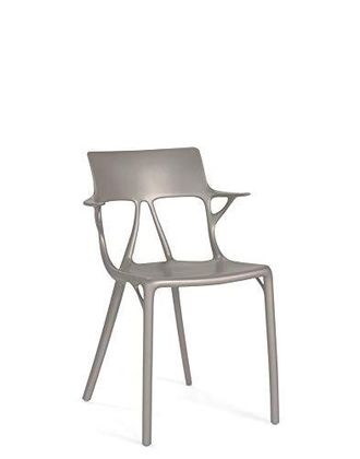 Kartell A.I. Stuhl, Polypropylen, Metallic Grey, 55 x 59 x 94 cm, 2 Stück