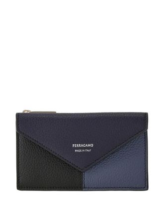Ferragamo porte-cartes colour block en cuir - Bleu