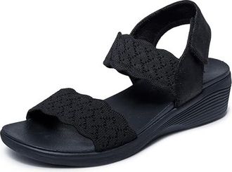 Skechers Sandales Arya-on The Rise pour femme, noir/noir, 39 EU