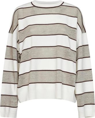 Brunello Cucinelli Femme, Pulls, Multicolore, Taille: 40 FR Pull en maille ray&eacute;