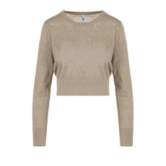 Bomboogie Femme, Pulls, Beige, Taille: 42 FR Long-sleeve linen and cotton sweater
