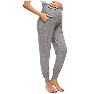 Generic Pantalon de couleur extensible d&eacute;contract&eacute; pour femme, pantalon de maternit&eacute; confortable, v&ecirc;tements de grossesse, v&ecirc;tements dhiver pour femmes, gris, 