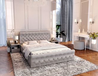 FDM Polsterbett mit Bettkasten 90x200 120x200 140x200 160x200 180x200 cm - Stauraumbett aus Velours, gepolstertes Kopfteil, Lattenrost & Metallrahmen, kla