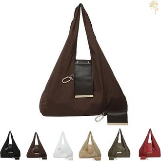 Generic Le sac fourre-tout compact et multifonction qui tient dans votre poche, sac fourre-tout compact de poche, sac de courses de grande capacit&eacute;, caf&eacute;, 11i
