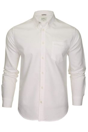 Ben Sherman Herren Freizeithemden Button-Down-Kragen Langarm (White (Embroidered Pocket Logo)) XXL