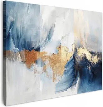 MuchoWow © Impressions sur Toile 40x30 cm Deco Tableau Murale Decoration Salon Peinture Tableaux Chambre Toiles Maison Or - Bleu - Aquarelle - Art - Moderne