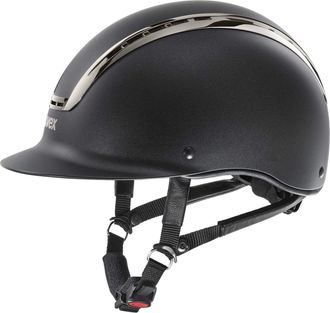 Uvex suxxeed Chrome - robuster Reithelm für Damen und Herren - individuelle Größenanpassung - optimale Belüftung - Black matt-Metal Black - 54-55 cm