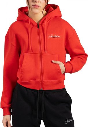 Smilodox Sweatjacke Damen Enara, Strickjacke mit Frontzipper und K&auml;ngurutasche, gesticktem Logo auf Brust, weichem Stoff mit B&uuml;ndchen, Bequeme Kapuzenjacke f&uuml;r