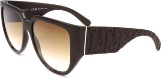 Ferragamo SF1088SE 208 Dark Brown Sunglasses Woman Iniettato, Tea Cup, 57