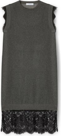 Motivi Femme, Robes, Gris, Taille: 36 FR Robe en maille avec finitions en dentelle