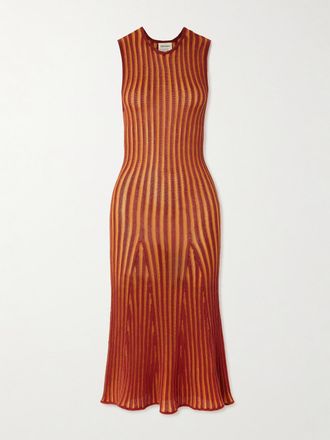 Escvdo Marina Midikleid Aus Rippstrick - Orange