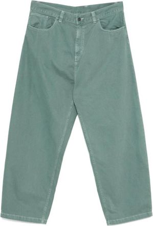 Carhartt Work in Progress Homme, Jeans, Vert, Taille: S Jean Classique Vert avec Coutures Contrast&eacute;es