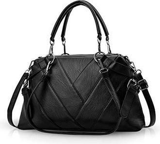 Nicole & Doris Sacs à Main Femme Sac Dépaule Elegant Sac à Bandoulière Grande Capacité Sac à Main Porté Epaule en Cuir Souple Sac Cartable Noir