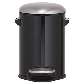 Sealskin Kosmetikeimer Cosmic, Treteimer mit Absenkautomatik und praktischen Griffen, Inhalt: 3L, Edelstahl, Farbe: Schwarz