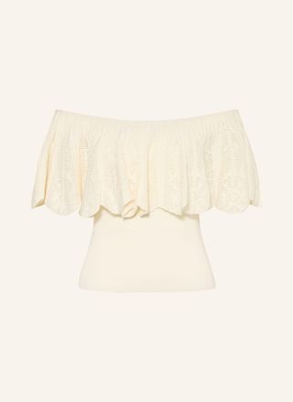 BA&SH Ba&Sh Off-Shoulder-Stricktop Salda Mit Volants weiss