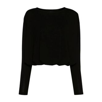 Pinko Pinko, Femme, Pulls, Noir, Taille: 38 FR Pull en Jersey Noir Drap&eacute; Love Birds