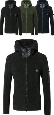 Covalliero Damen Hoodyjacke | Zipper Hoodie aus Teddy-Fleece | Kapuzenjacke mit 2-Wege-Rei&szlig;verschluss | &Uuml;bergangsjacke mit 3 Taschen | Reitjacke in Black | Reitb