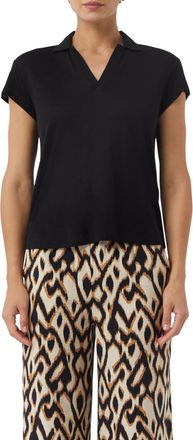 Comma Jersey-T-Shirt aus Leinenmix mit Polokragen