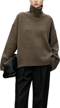 Generic Pull &Agrave; Col Roul&eacute; &Eacute;pais 100% Cachemire pour Femme, Ample, Paresseux, Tricot&eacute;, Silhouette