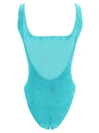 Hunza G Crinkle Fabric Square-Neck Swimsuit - Aqua